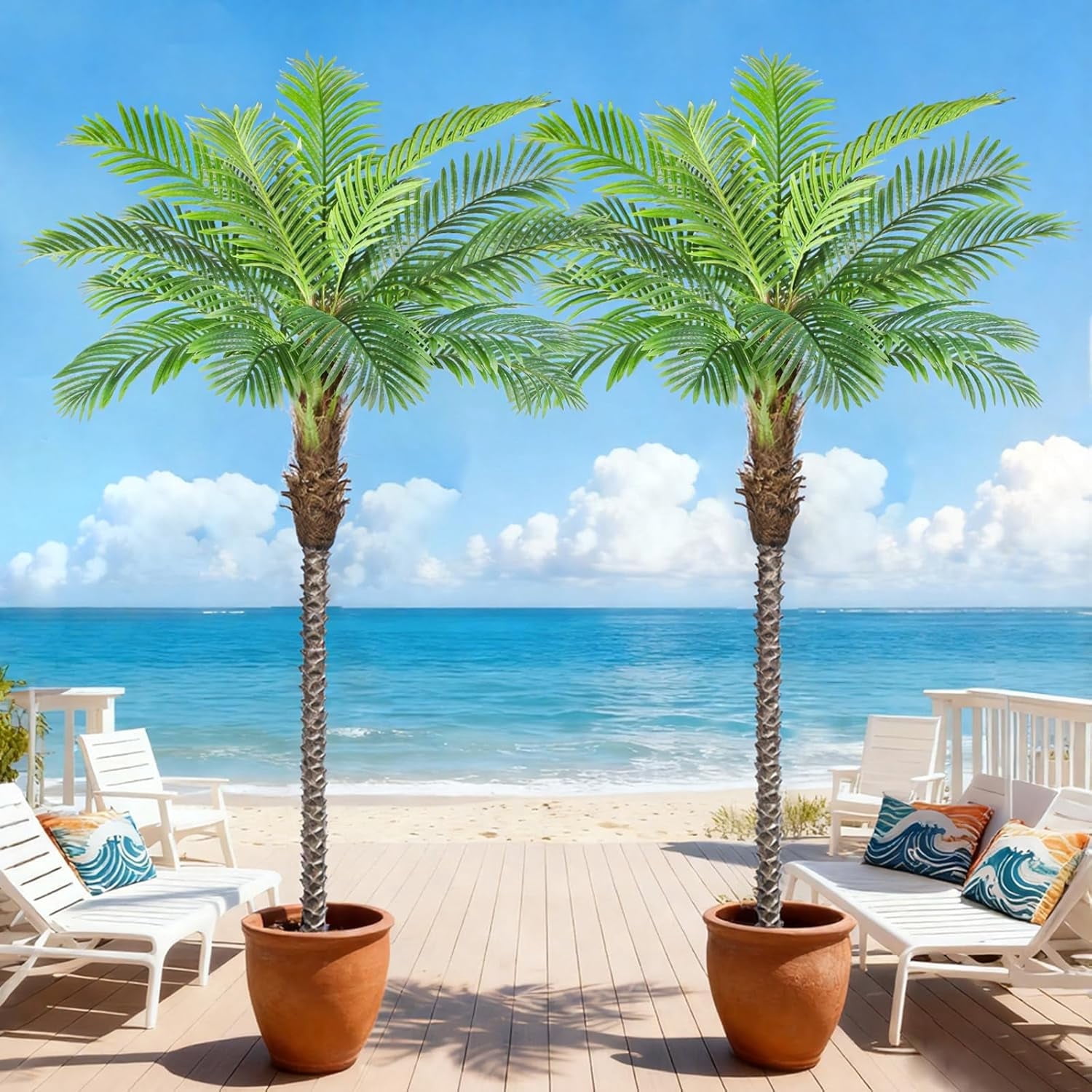 8ft Tall Artificial Phoenix Palm Tree for Outdoor Indoor Decor, Large ...