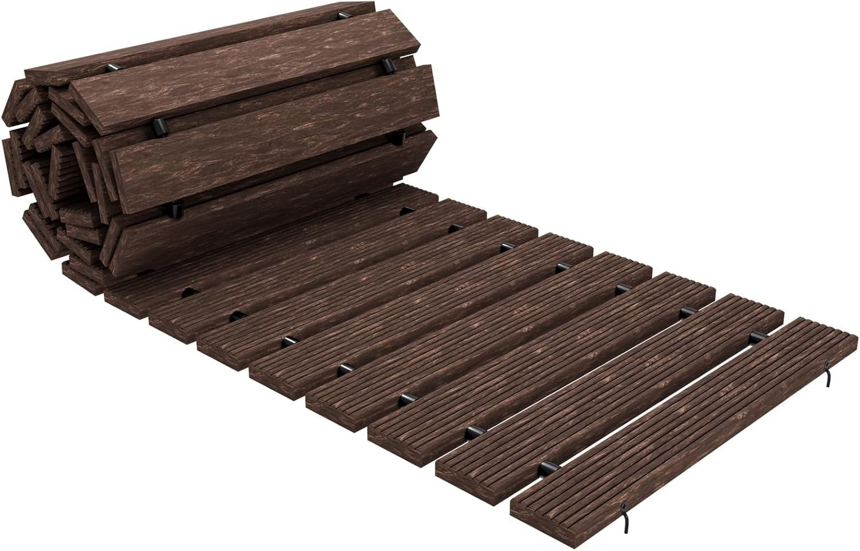 8ft Wooden Garden Pathway, Outdoor Roll Out Sycamore Straight Walkway ...