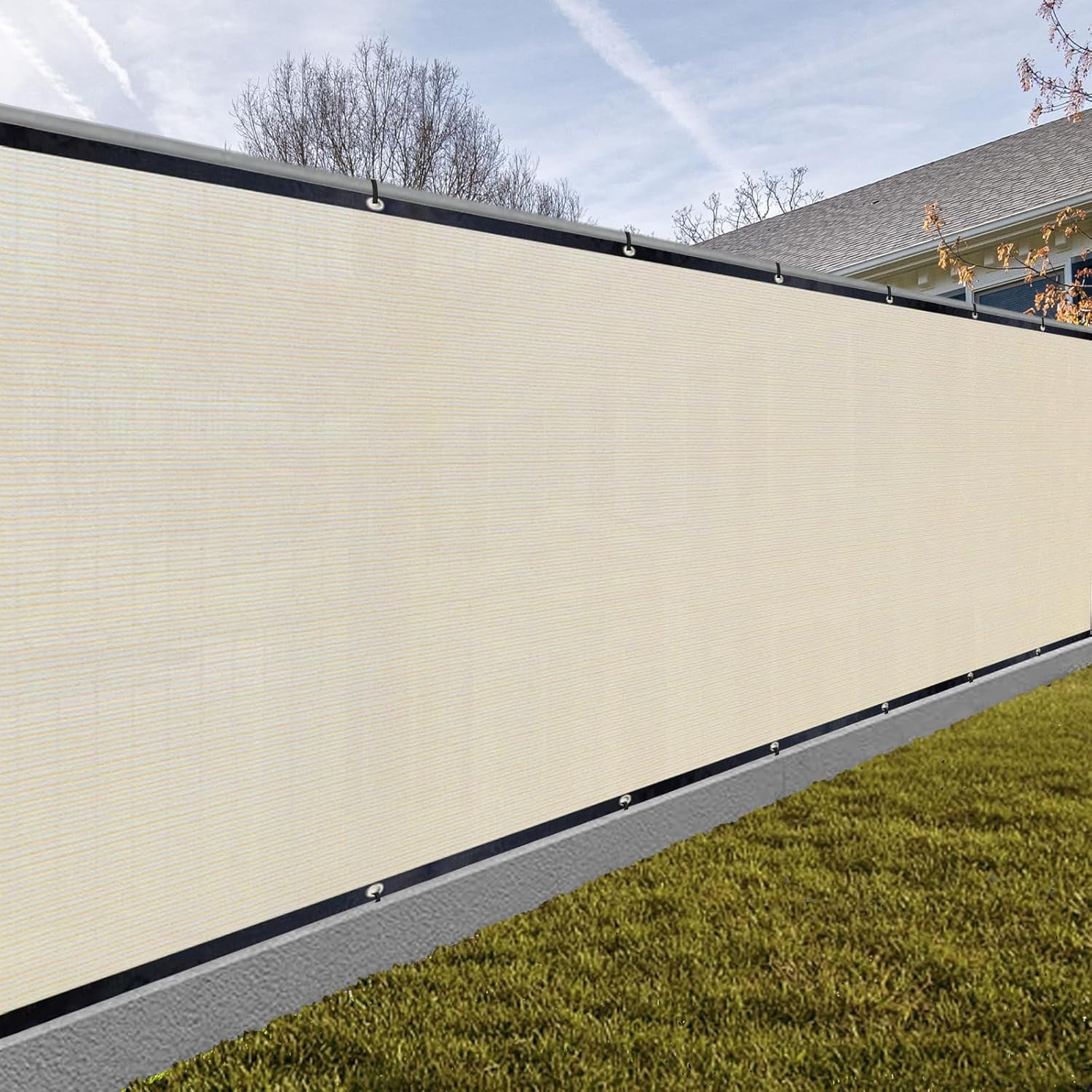 8ft X 42ft Cream Privacy Fence Screen - Heavy Duty, Dustproof, Noise ...