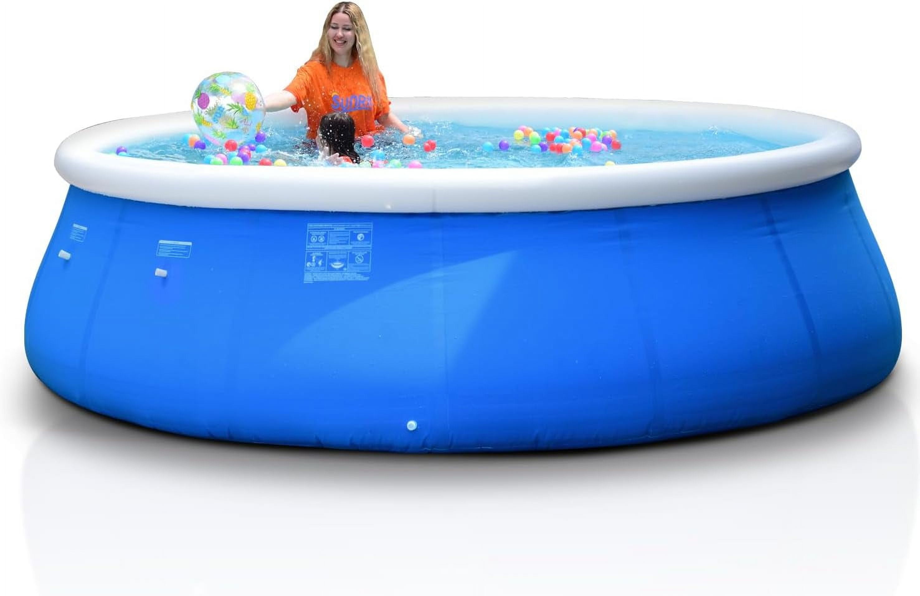 8ft x 24in Round Inflatable Above Ground Swimming Pool Fast Easy to Set ...