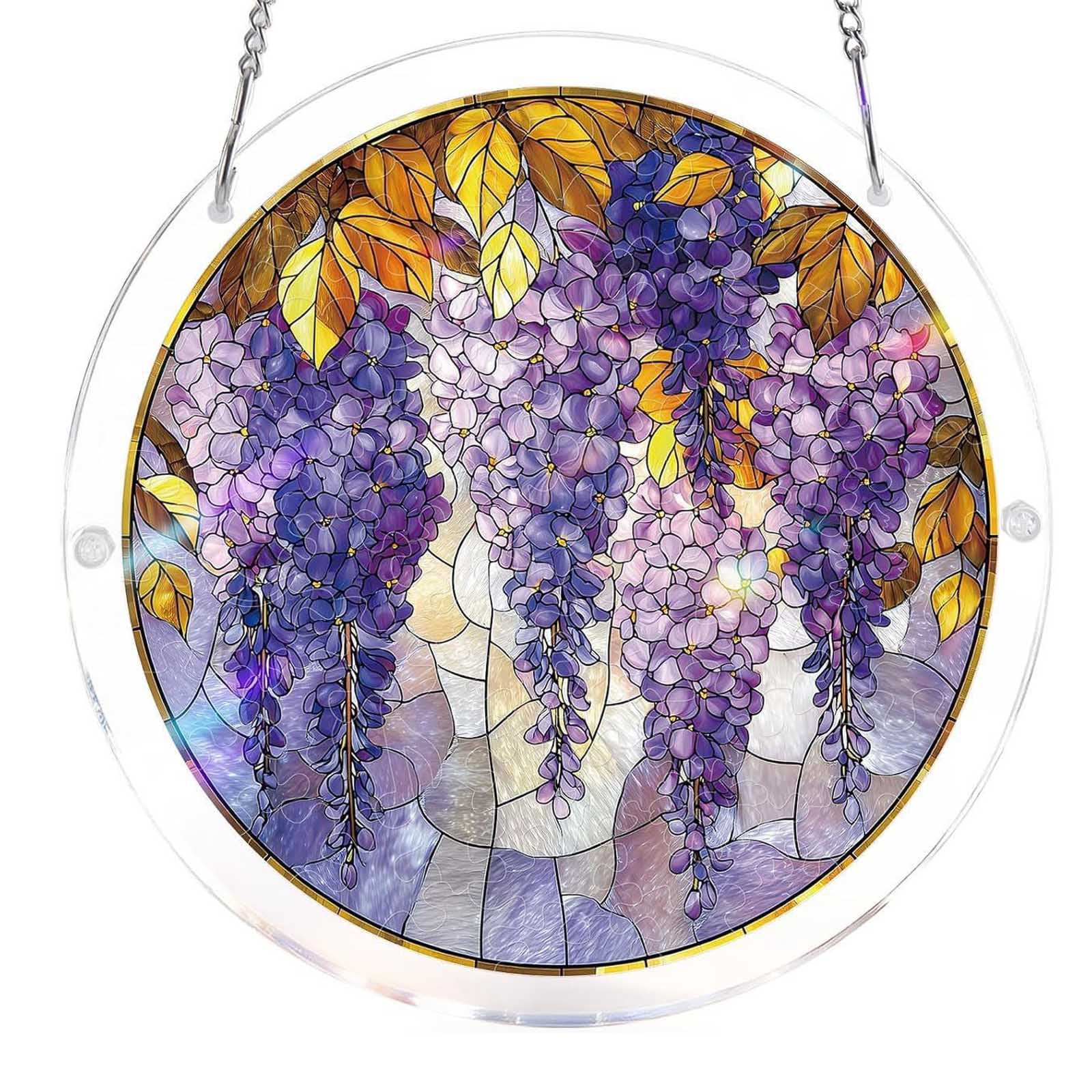 8in Nature Sun Catcher Puzzle Window Hanging with Floral Bird and ...