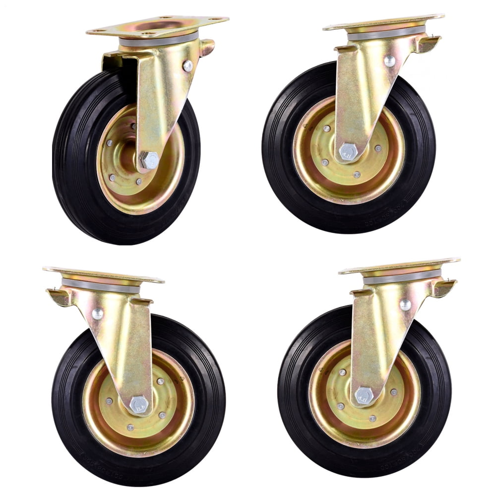 8in Rubber Caster Wheels, 4 Pieces Heavy Duty Swivel Casters, Outdoor ...