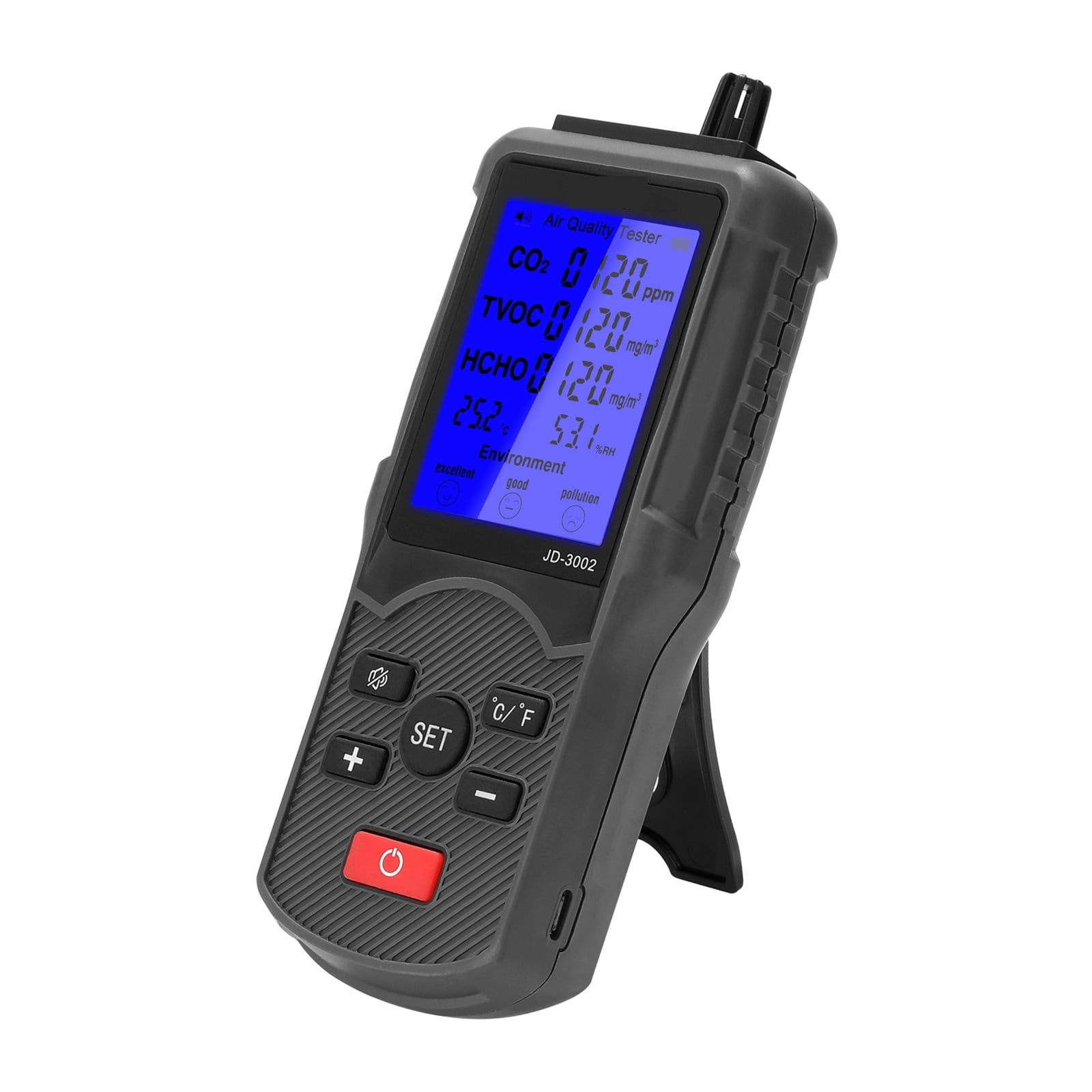 8in1 Air Quality Tester CO2 Meter Gas Analyzer CO2 Sensor TVOC Meter ...