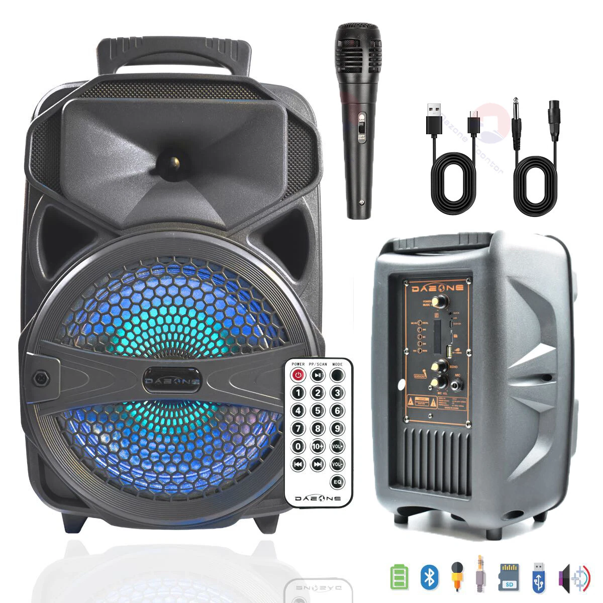 8inch 1000W Wireless Portable FM Bluetooth Speaker Heavy Bass Sound ...