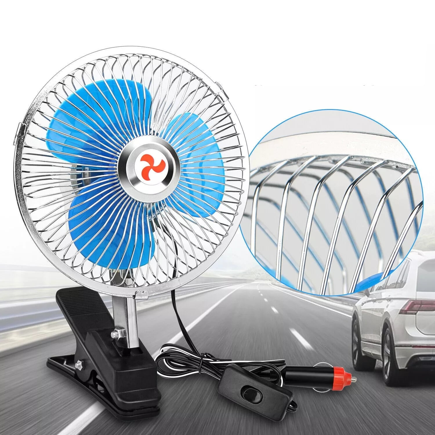 Telimocy 8-inch 12V Car Oscillating Clip On Fan, 180° Rotation, Strong ...