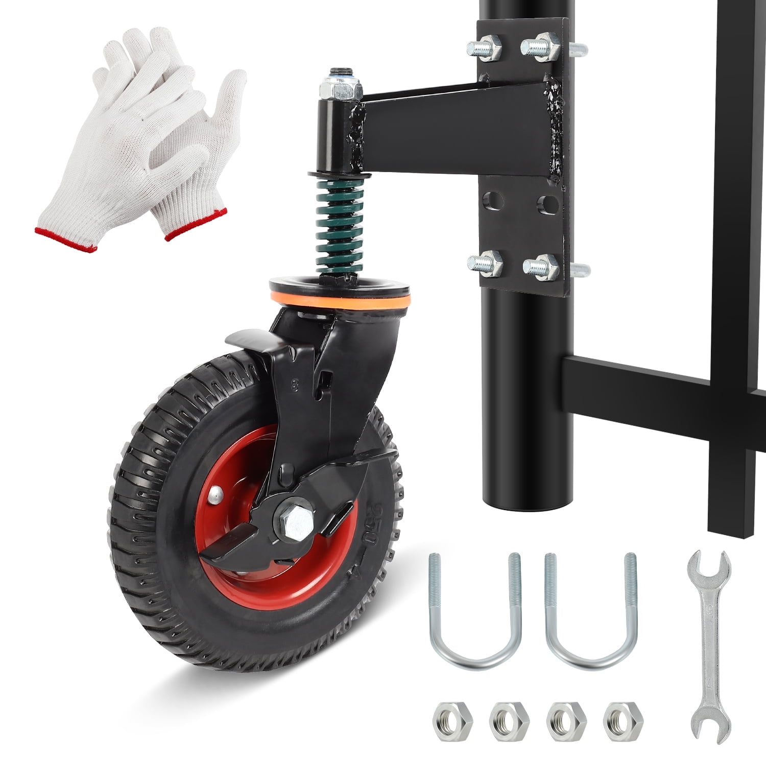 8inch Gate Casters with Brake, Moves Smoothly Fence Gate Wheel, 600 Lb ...