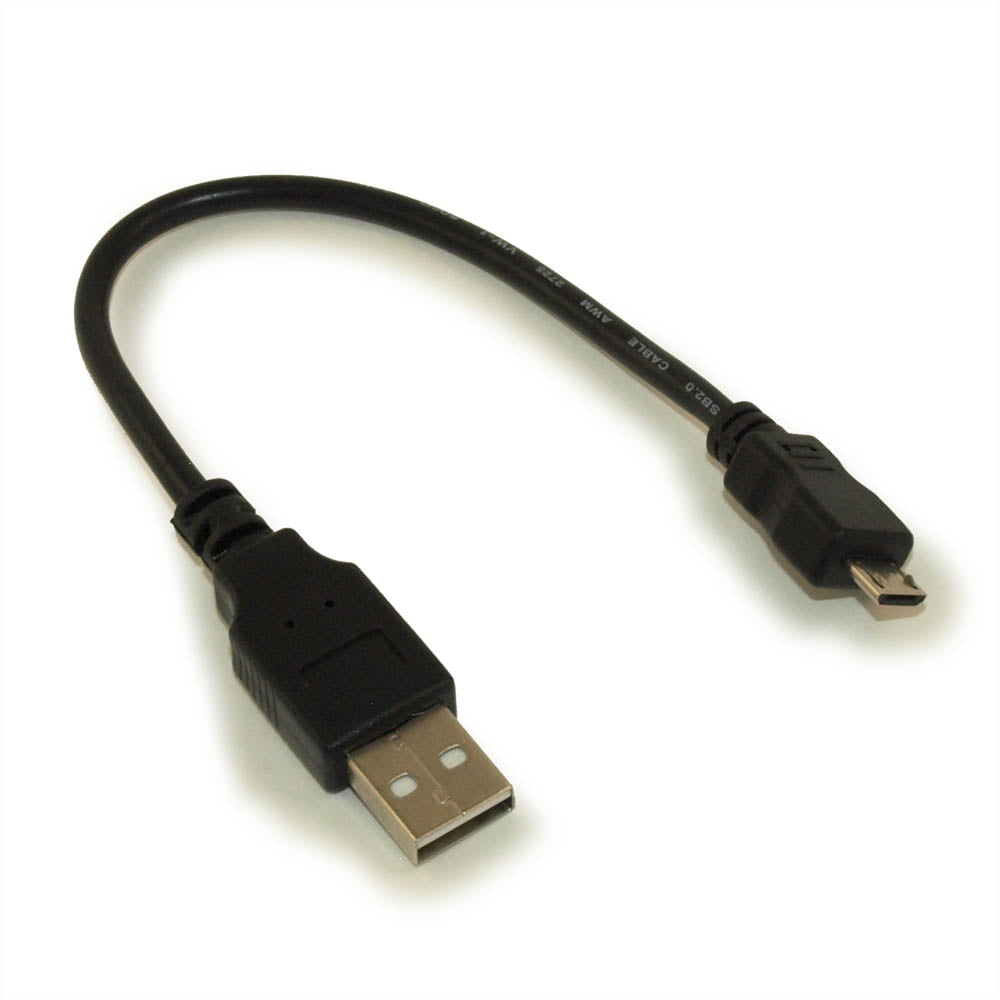 8inch USB 2.0 Type A Male to Micro-B 5-Pin Cable, Nickel Plated ...
