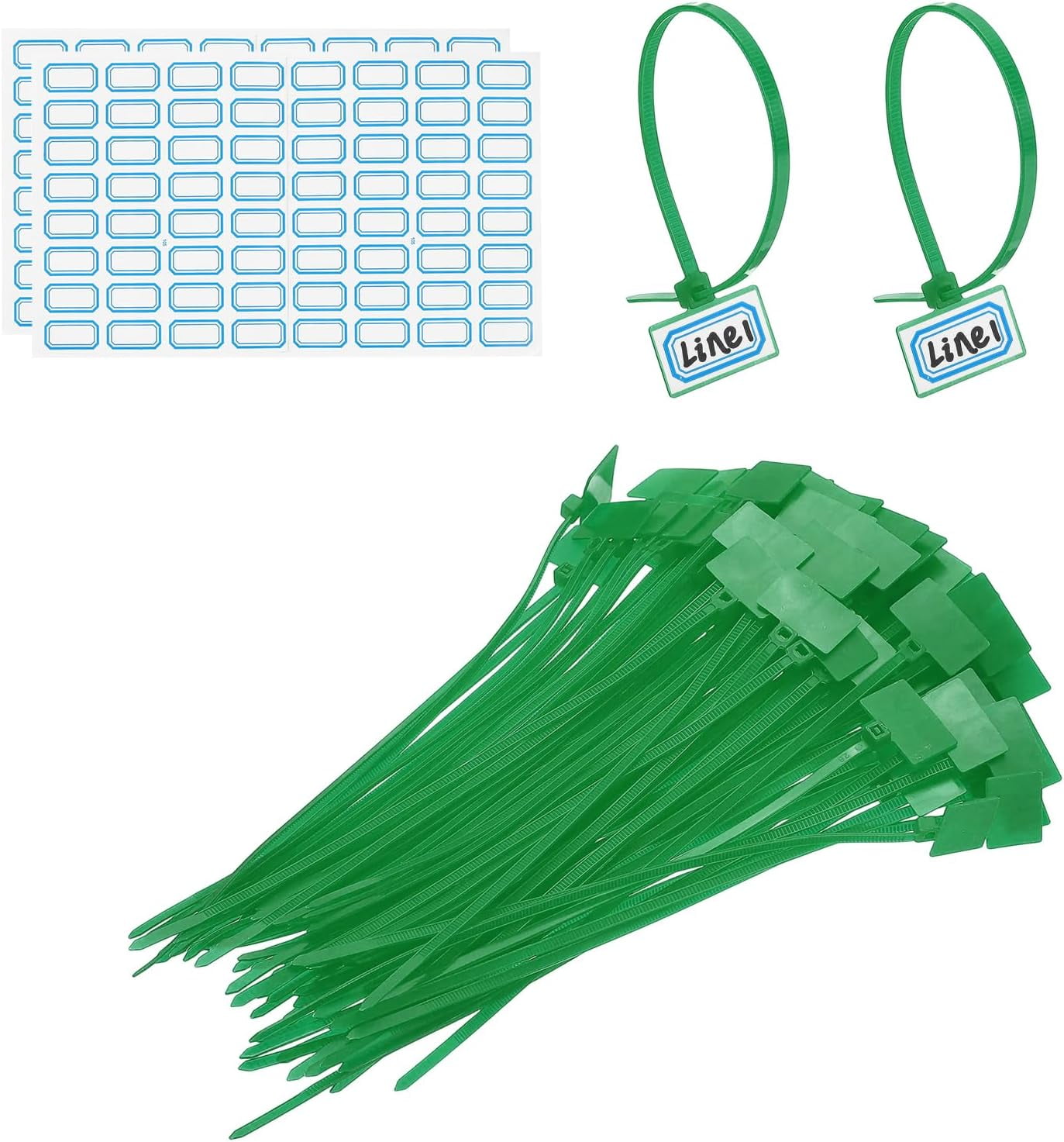 8inch Zip Ties, 100pcs Cable Ties Tags Nylon Wire Marking Label Self ...