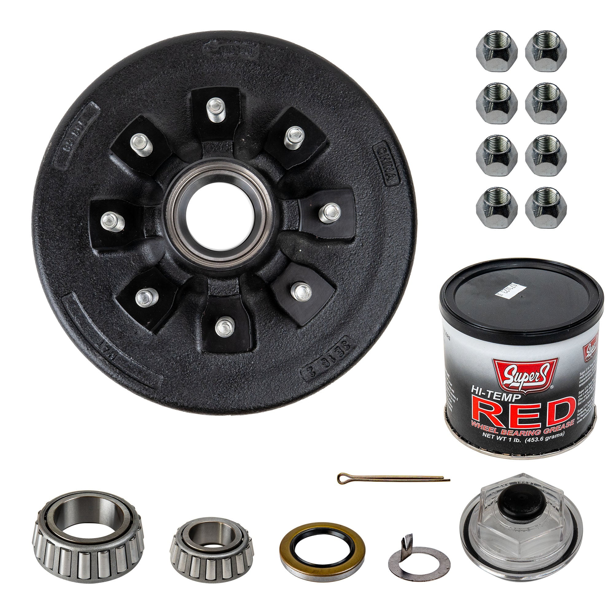 8k Trailer Axle Grease Hub and Drum Assembly - 8 Lug - 9/16" Stud ...