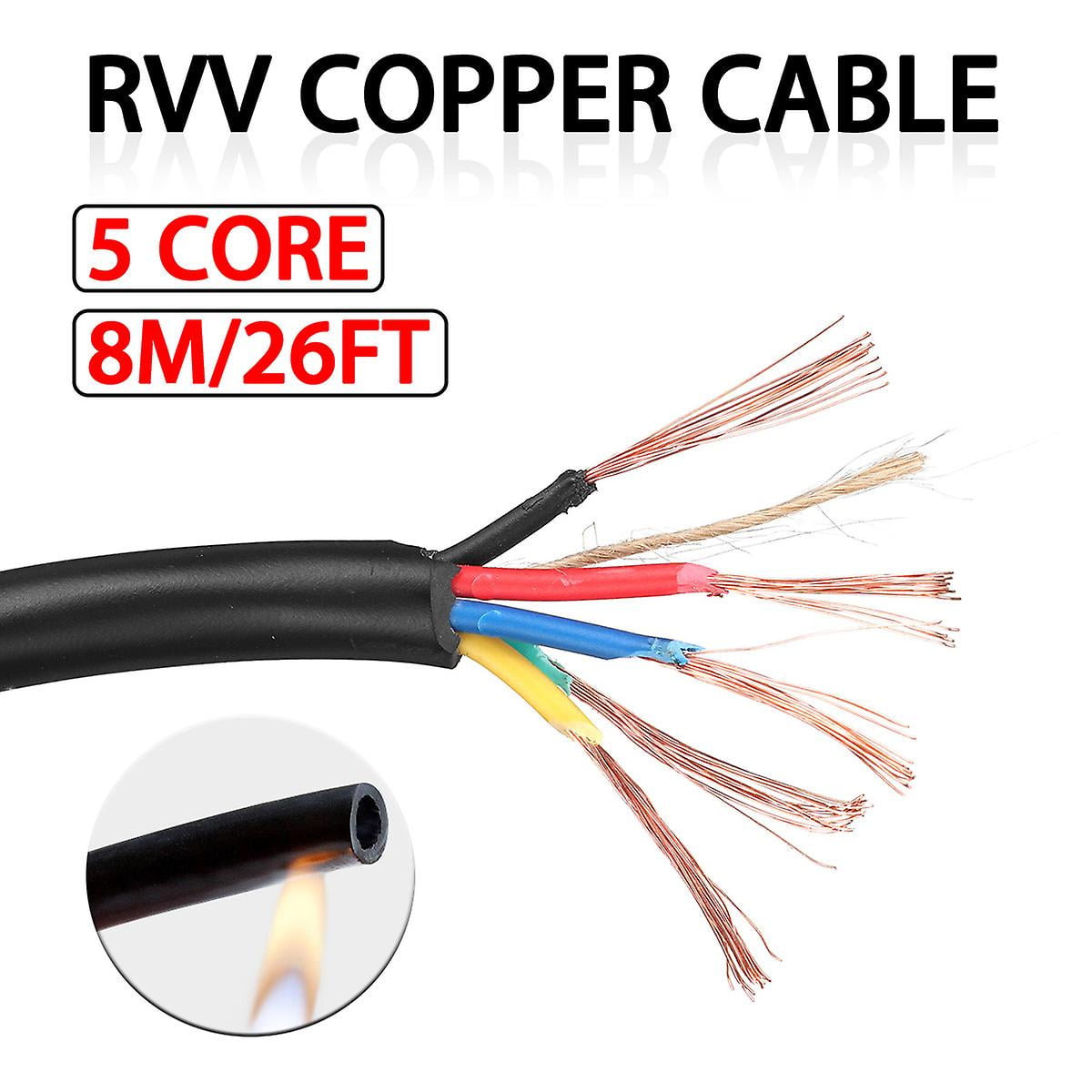 8m 5 Core Electric Wire Rvv Copper Cable 0.5mm Flame Retardant Pvc Sheathed - Walmart.com