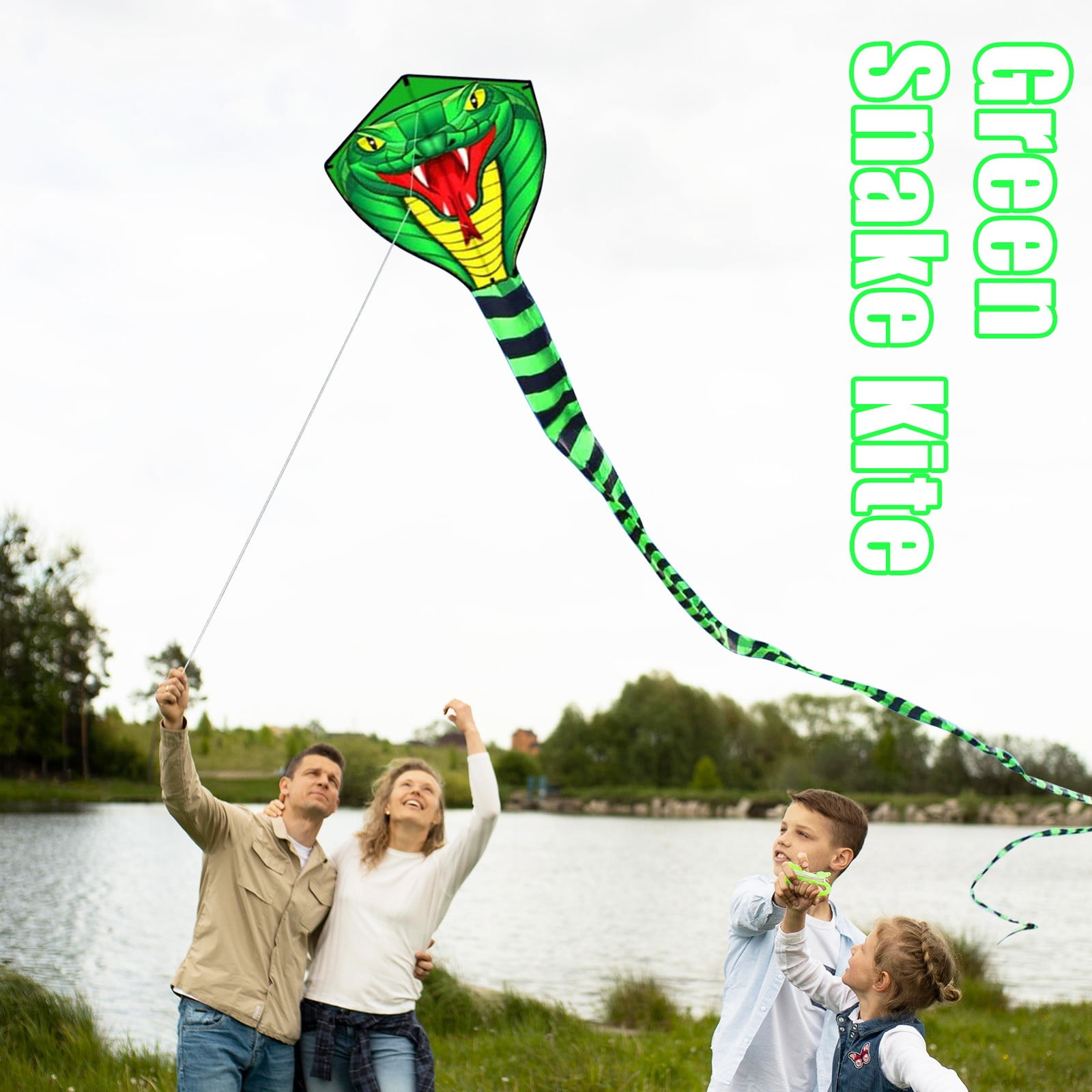 8m Snake Kite - Large Cobra Head Kite with 26ft Colorful Tail - Easy to ...