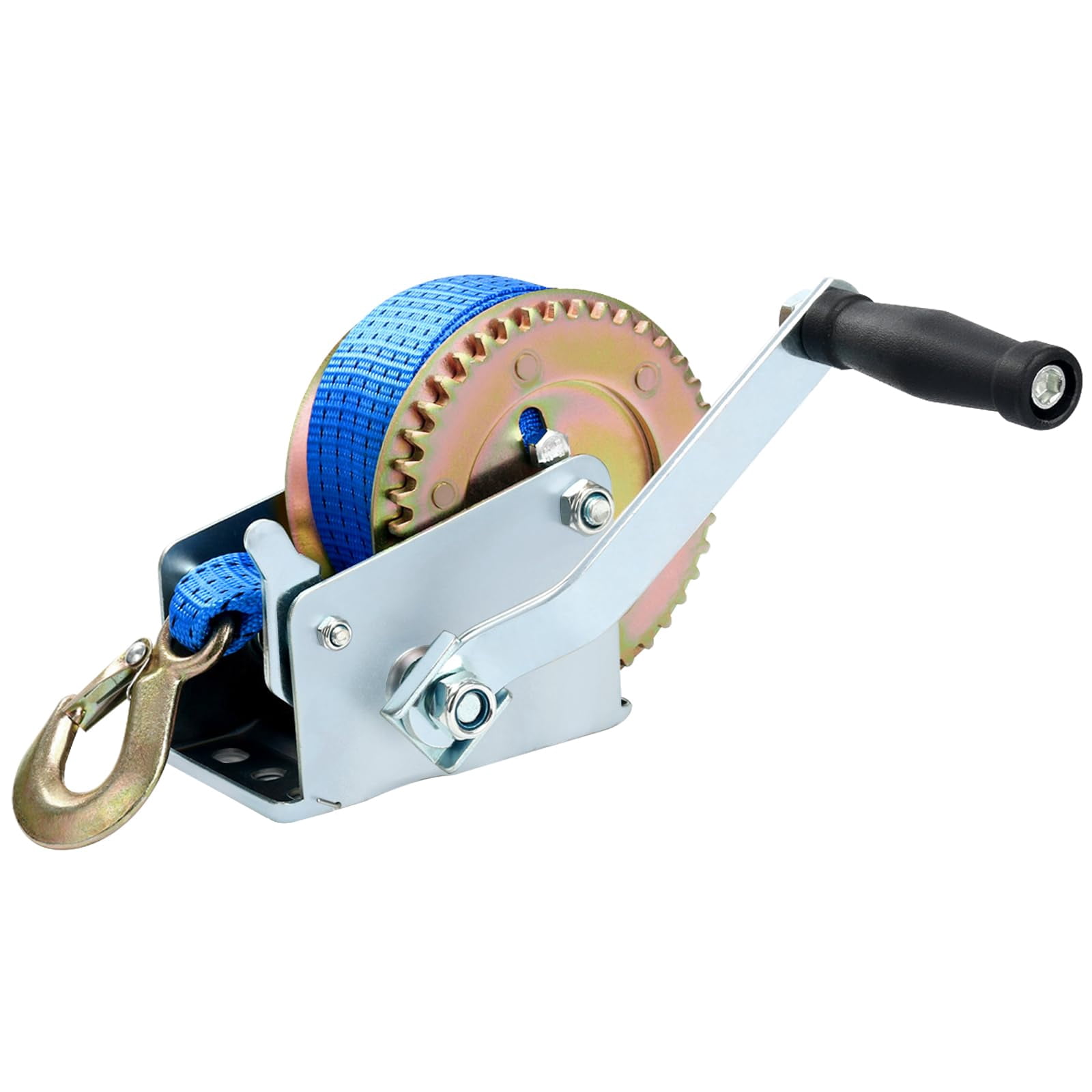 8milelake 1000lbs Hand Winch Hand Crank Strap Gear Winch Polyester ...