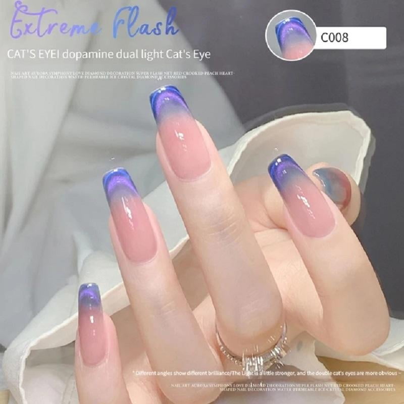 8ml New Dopamine Double Light Cat's Eye Nail Polish Fashion Crystal Cat ...