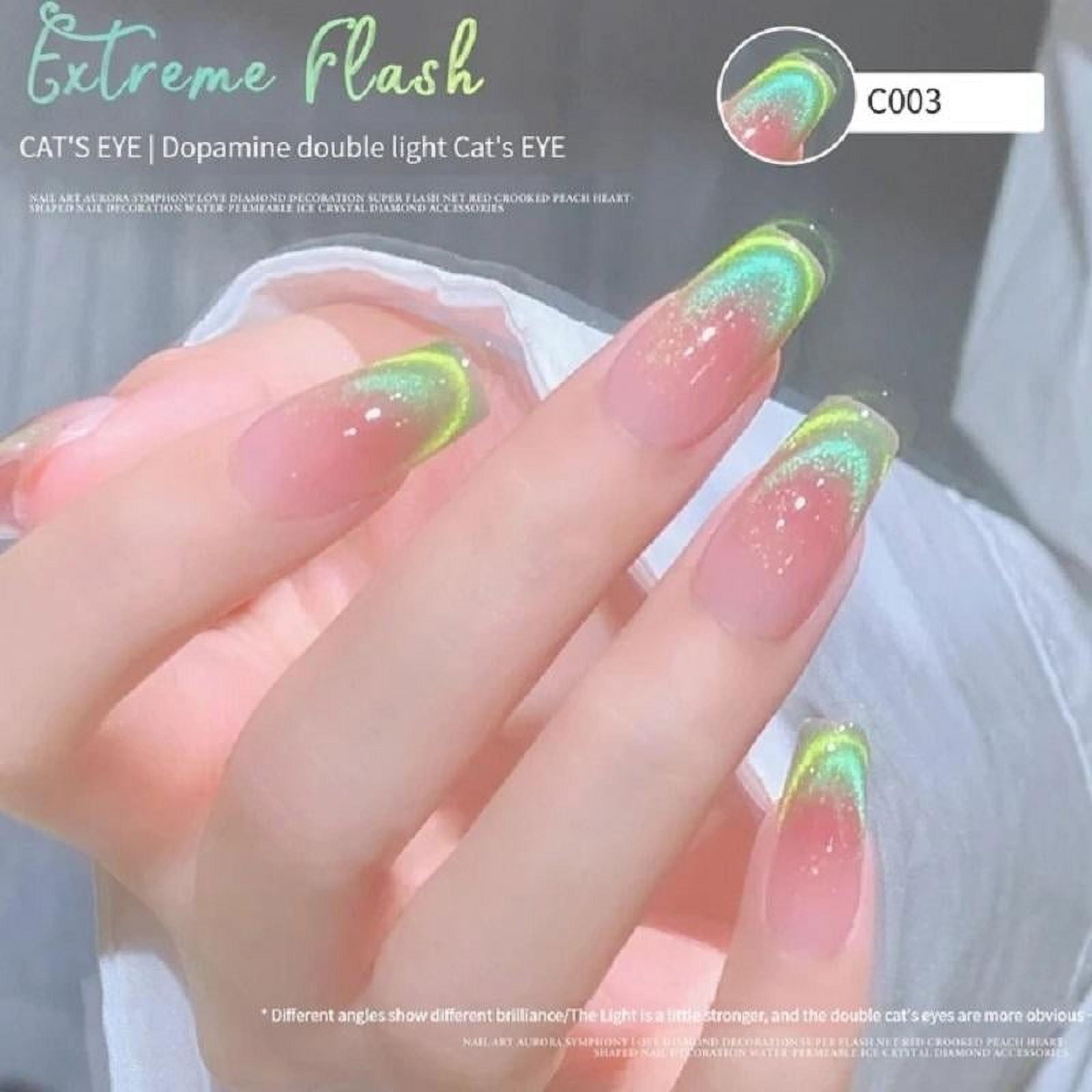 8ml New Dopamine Double Light Cat's Eye Nail Polish Fashion Crystal Cat ...