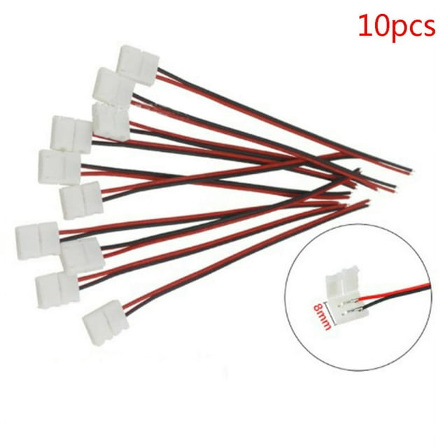 (8mm) 10 Pcs 2 Pin Power 8mm 10mm LED Strips Lights Connector Splice ...