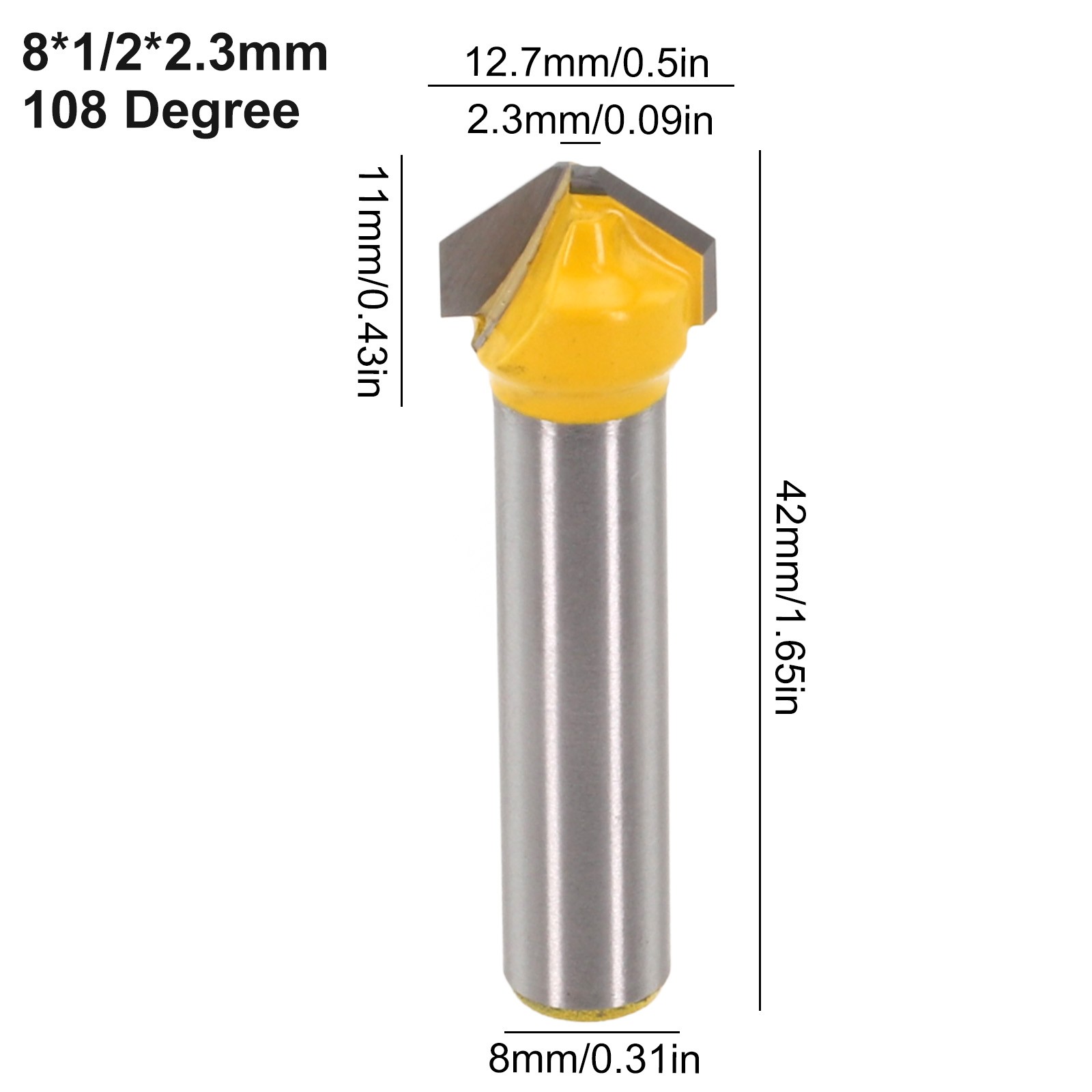 8mm 108/135 Degree V-shaped Flat Router Bit Woodworking Engraving ...