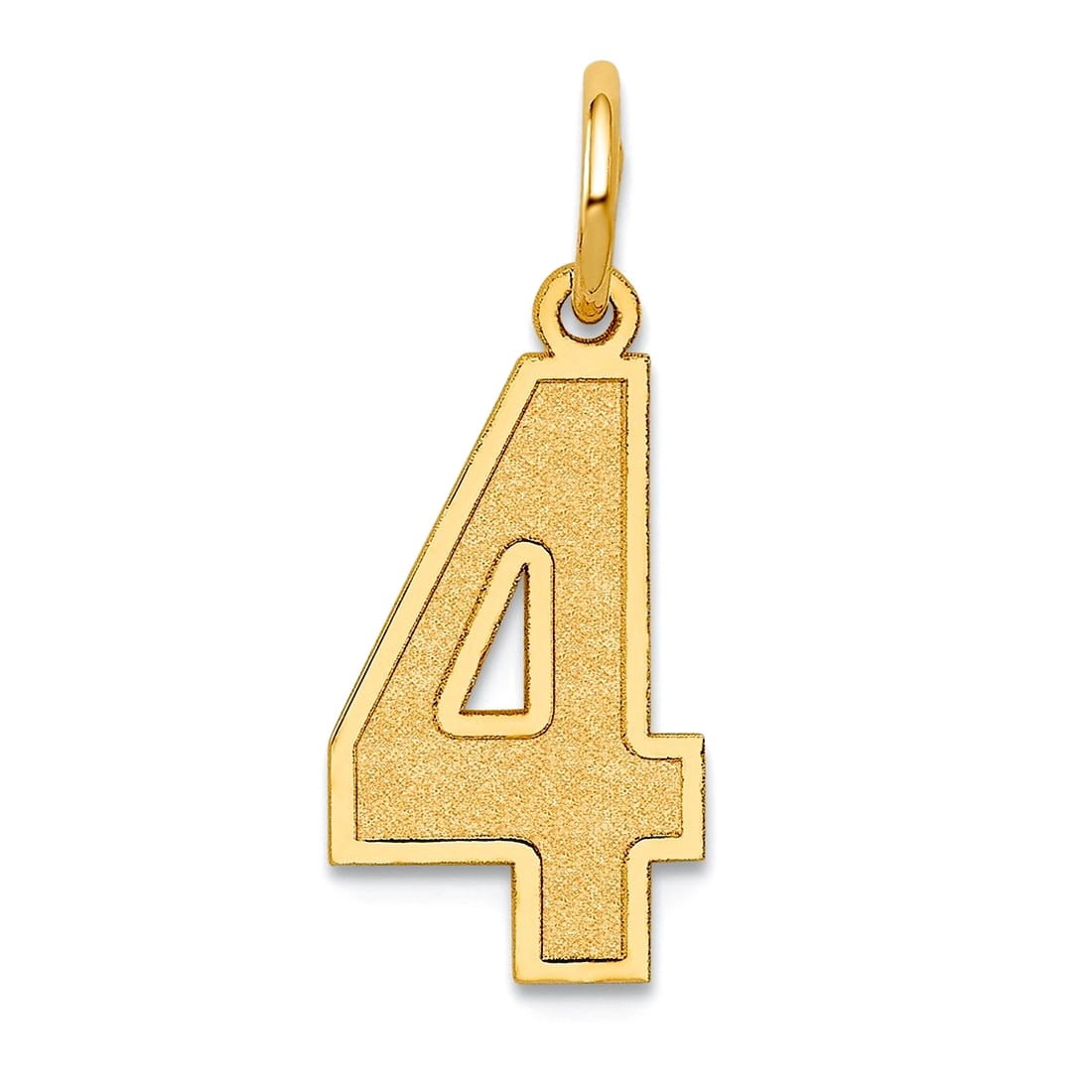 8mm 10k Solid Yellow Gold Medium Satin Sport game Number 4 Charm ...