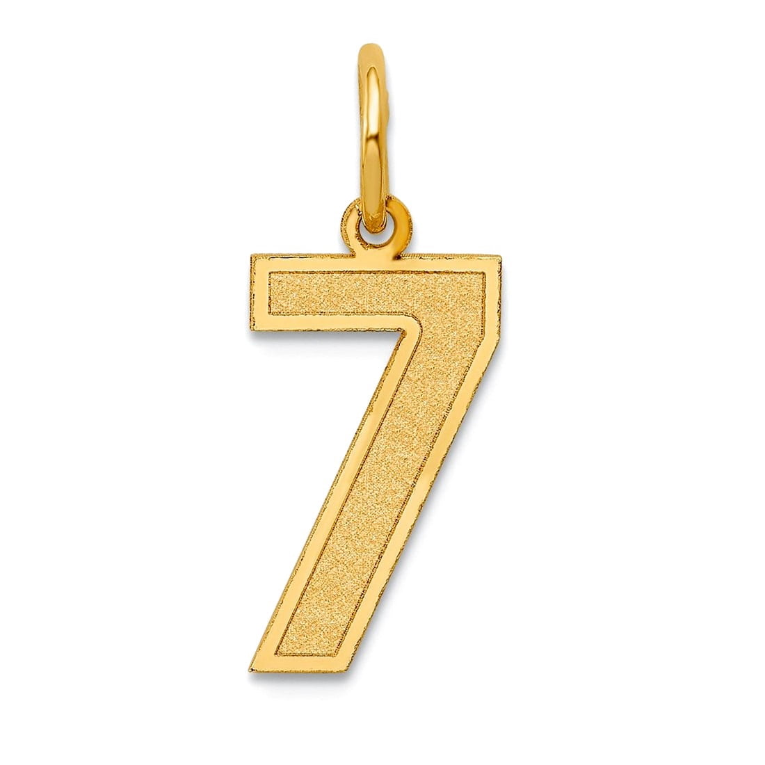 8mm 10k Solid Yellow Gold Medium Satin Sport game Number 7 Charm ...