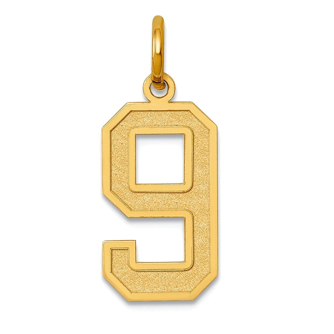 8mm 10k Solid Yellow Gold Medium Satin Sport game Number 9 Charm ...