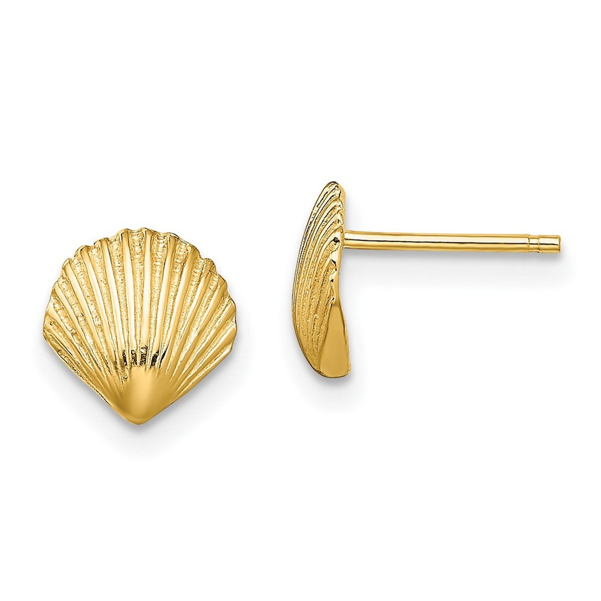 8mm 10k Gold Scallop Shell Post Earrings 8x8mm Wide - .9 Grams ...