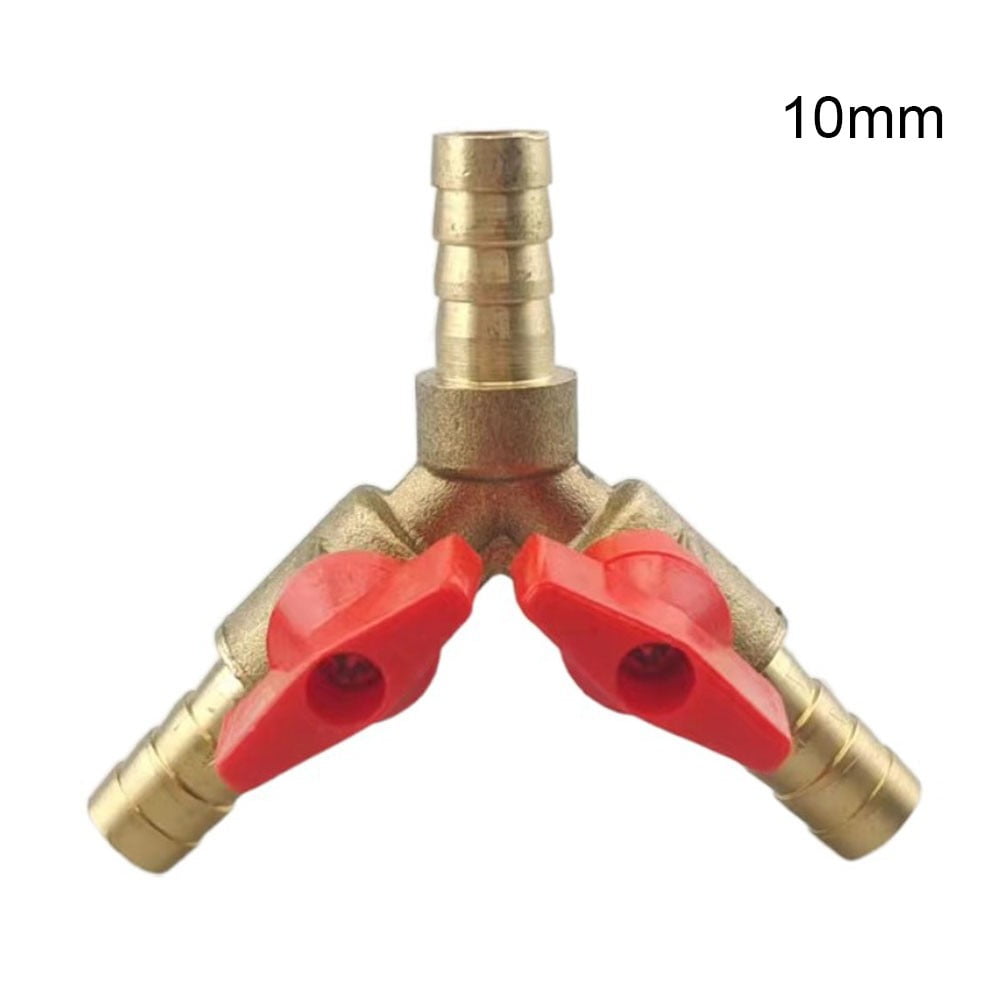 8mm/10mm Hose Y 3-Way Brass shut off Ball Valve for Fuel Air Water Gas ...