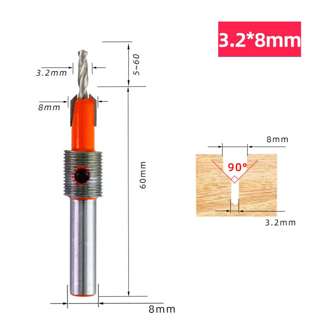 8mm 10mm Shank Countersink Woodworking Router Bit Milling Cutter Screw ...
