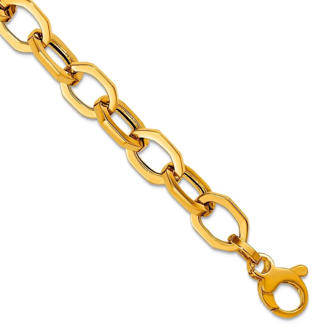 8mm 14k Solid Yellow Gold Polished Hexagonal Oval Link Bracelet 7.5 ...