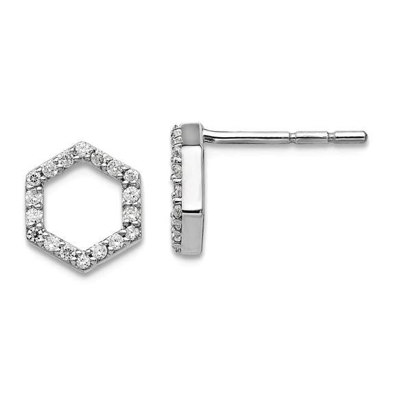 8mm 14k White Gold 1/5ct Lab Grown Diamond VS+ F+ Hexagon Post Earrings ...