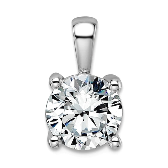 8mm 14k White Gold 2 Ct Lab Grown Diamond SI+ G+ Round 4 Prong Pendant ...