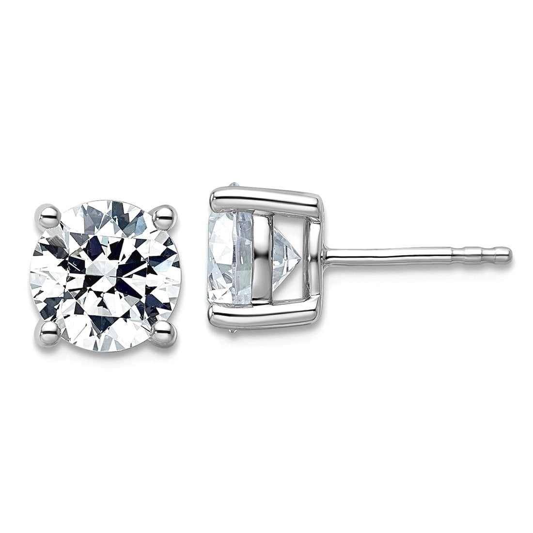 8mm 14k White Gold 4 Ctw Cert Lab Grown Diamond VS+ F+ Round 4 Prong ...
