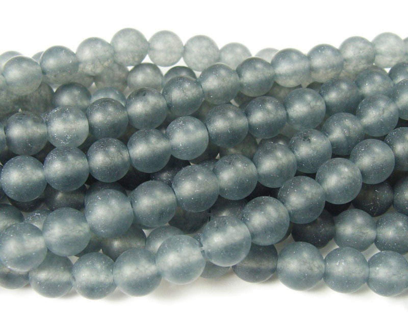 8mm 15.5 Inches Dark Gray Jade Matte Round Beads Genuine Gemstone ...