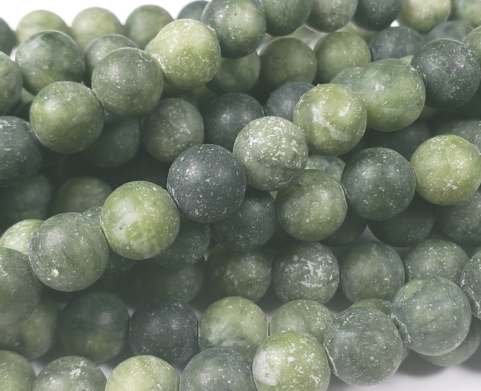 8mm 15.5 Inches Taiwan Green Jade Matte Round Beads Genuine Gemstone ...