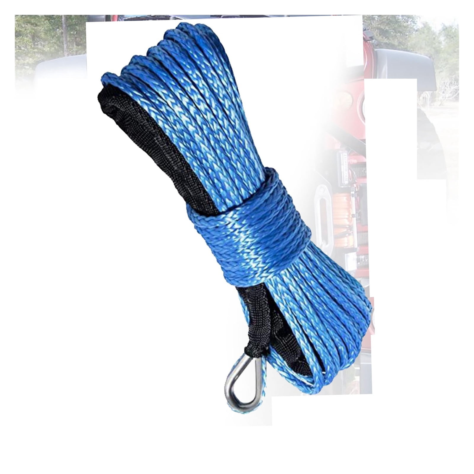 8mm*15m 5/16" X 50' Synthetic Winch Line Rope With Sheath For 4x4 Atv ...