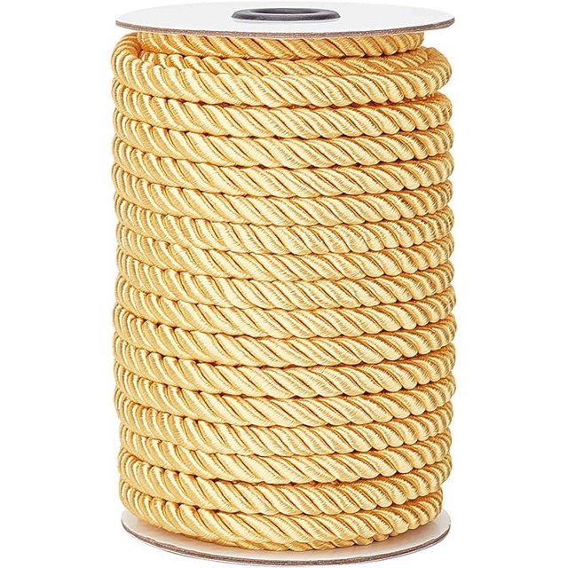 8mm 20 Yards Twisted Cord Trim Gold Decorative Rope Thread Silk Ropes ...