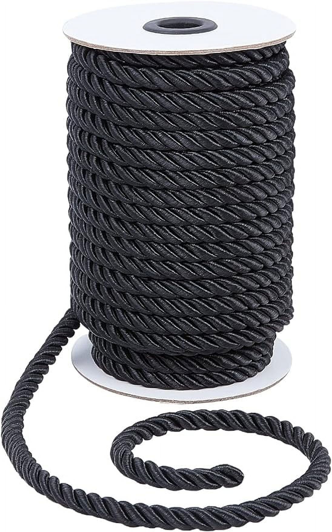 8mm 3 Braided Cord Trim 20 Yards Nylon Twisted Silk Ropes Black ...