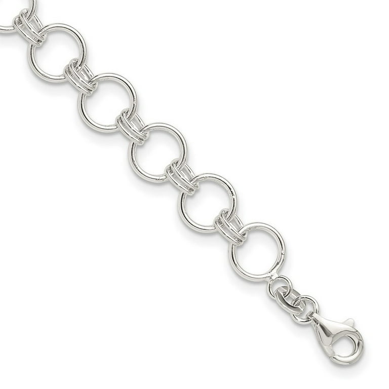 8mm 925 Sterling Silver Polished Circle Link Bracelet 7.25 8mm 925 Sterling Silver Polished Circle Link Bracelet 7.25