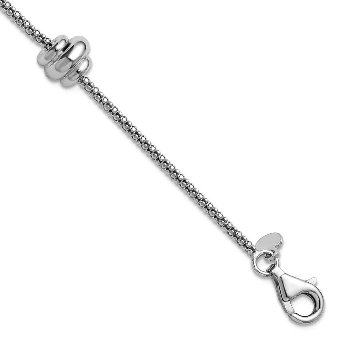 8mm 925 Sterling Silver Rhodium Plated Polished Beads With 1 Inch ...