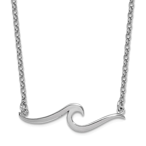 8mm 925 Sterling Silver Rhodium Plated Wave 16 +2 Inch Necklace 165 ...