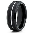 8mm Black Brushed Tungsten Carbide Ring Polished Silver Groove Custom ...