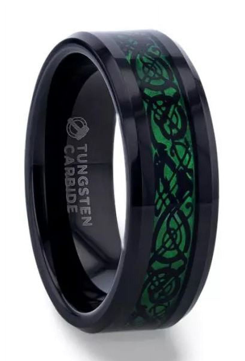 8mm Black Tungsten Carbide Dragon Design | Thorsten Rings (retired 2020 ...