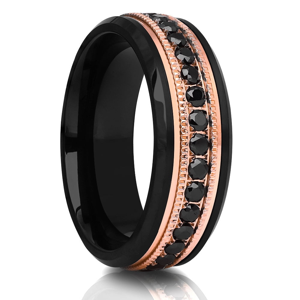 8mm,Black Tungsten Ring,Man's Wedding Band,CZ Wedding Ring,Black CZ ...