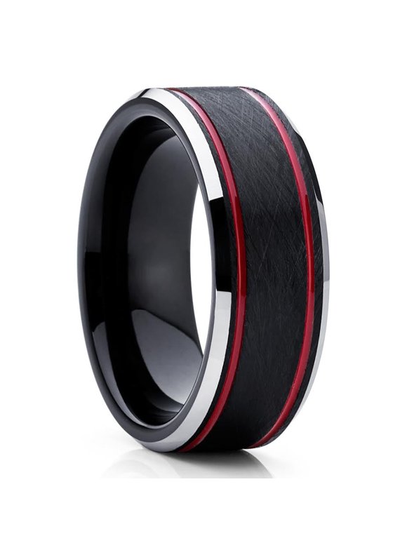 Black Red Engagement Ring