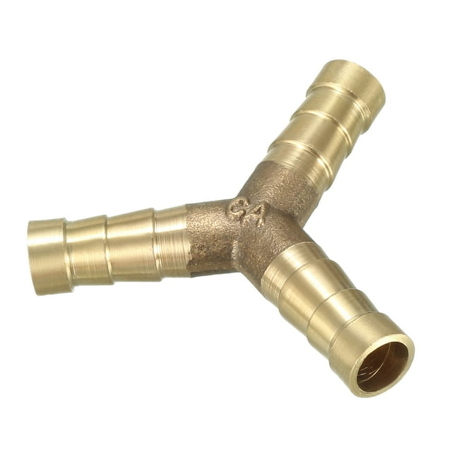 8mm Brass Barb Hose Fitting Tee Y-Shaped 3 Way Connector Adapter ...