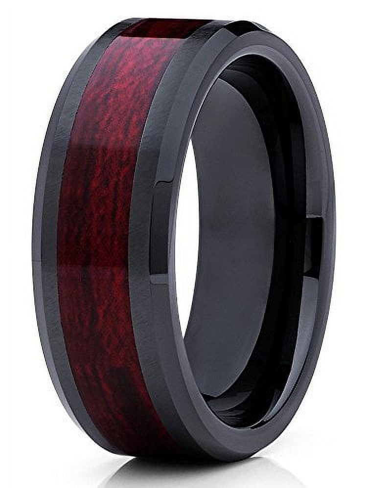 8mm Burgundy Wood Ceramic Ring Black Ceramic Wedding Ring Pipe Cut ...