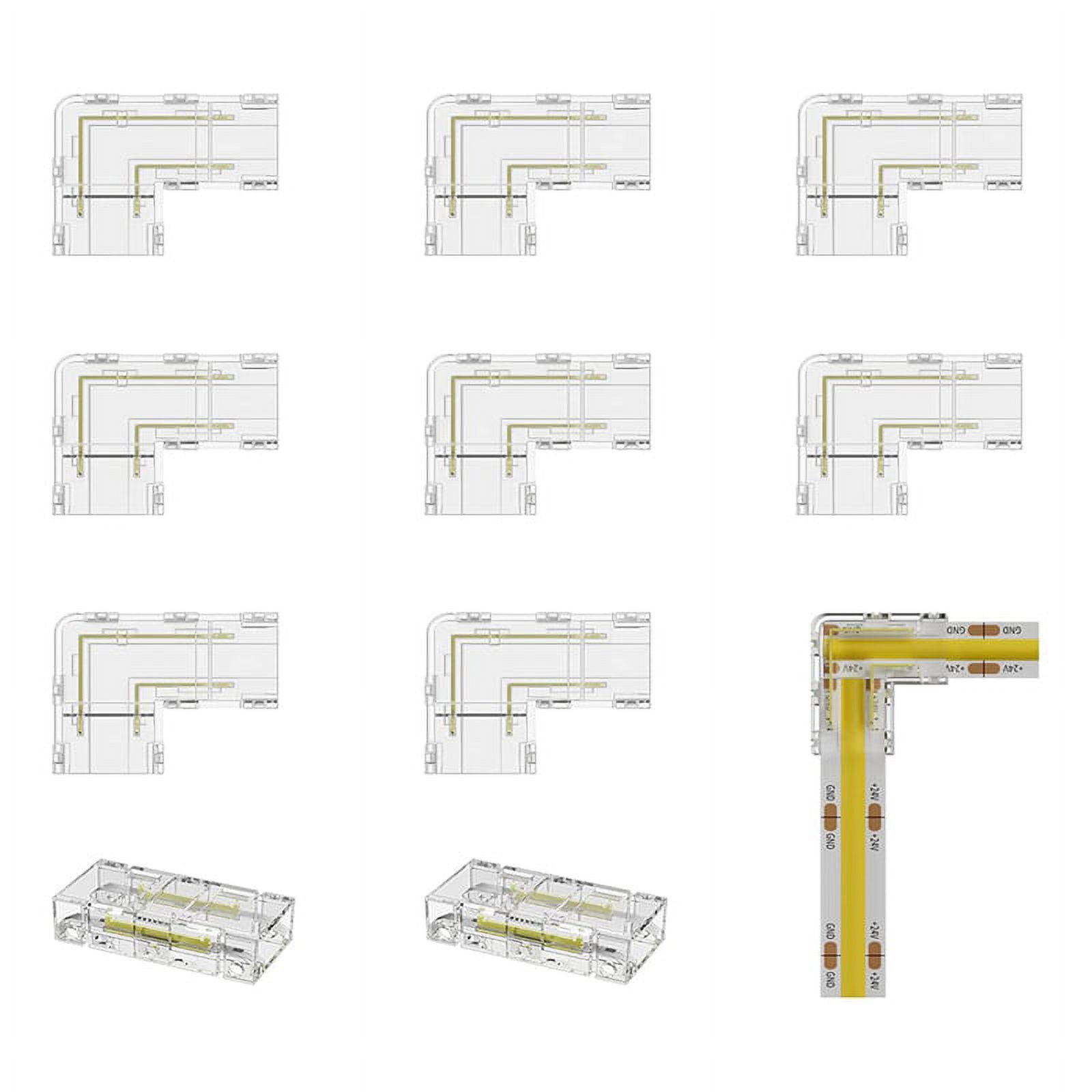 8mm COB Connector 8Pc L-Shaped/Corner Connector,2Pc Gapless Connectors ...