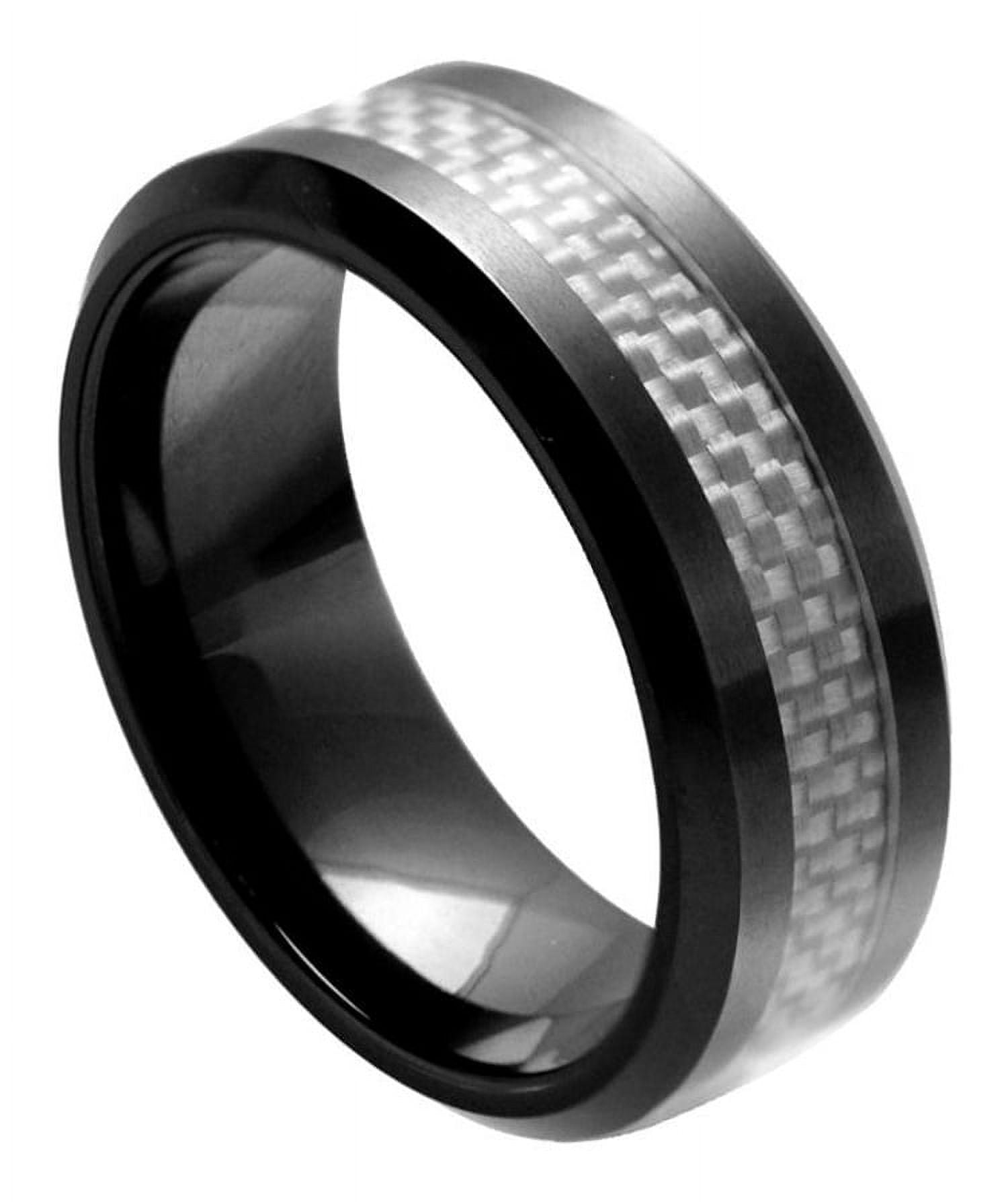 8mm Ceramic with Light Gray Carbon Fiber Inlay Wedding Band Ring For ...