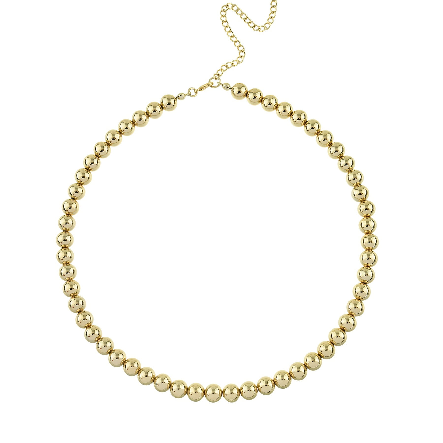 8mm Gold Ball Bead Chain Necklace - 14K Gold Plated Choker Necklace ...