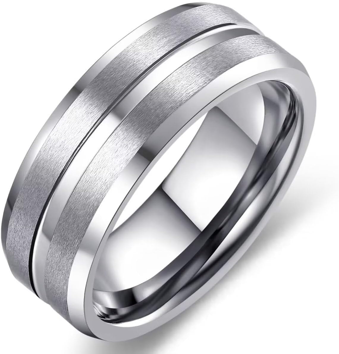 8mm Gold Silver Black Mens Tungsten Carbide Ring Wedding Band For Men ...