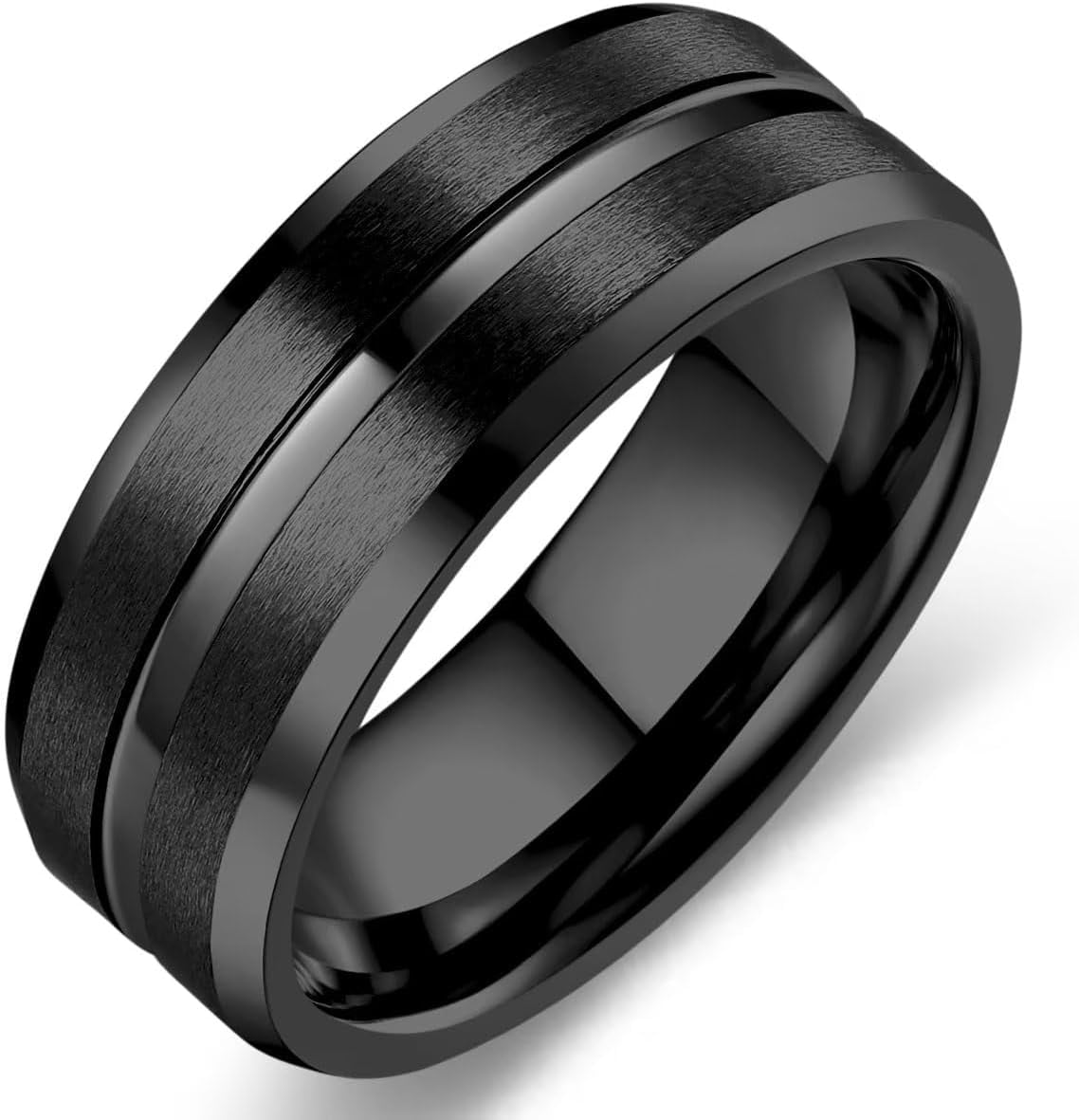 8mm Gold Silver Black Mens Tungsten Carbide Ring Wedding Band For Men ...