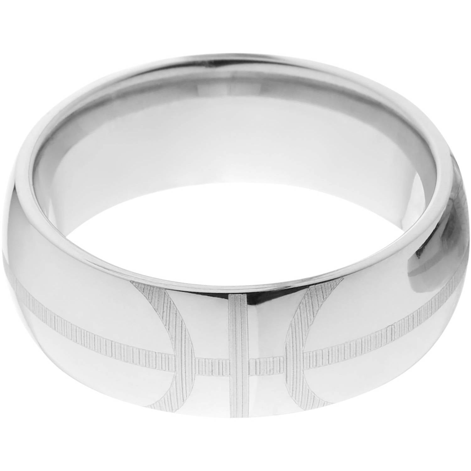 8mm Half-Round Titanium Ring with a Basketball Laser - Walmart.com